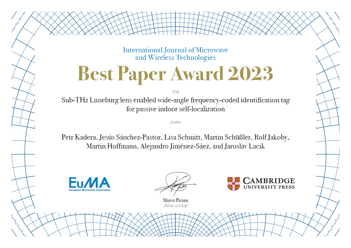 Fakultät für Elektrotechnik und Informationstechnik: IJMWT Best Paper Award 2023